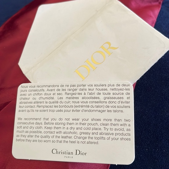 Dior | Accessories | Dior Shoes Care Card | Poshmark